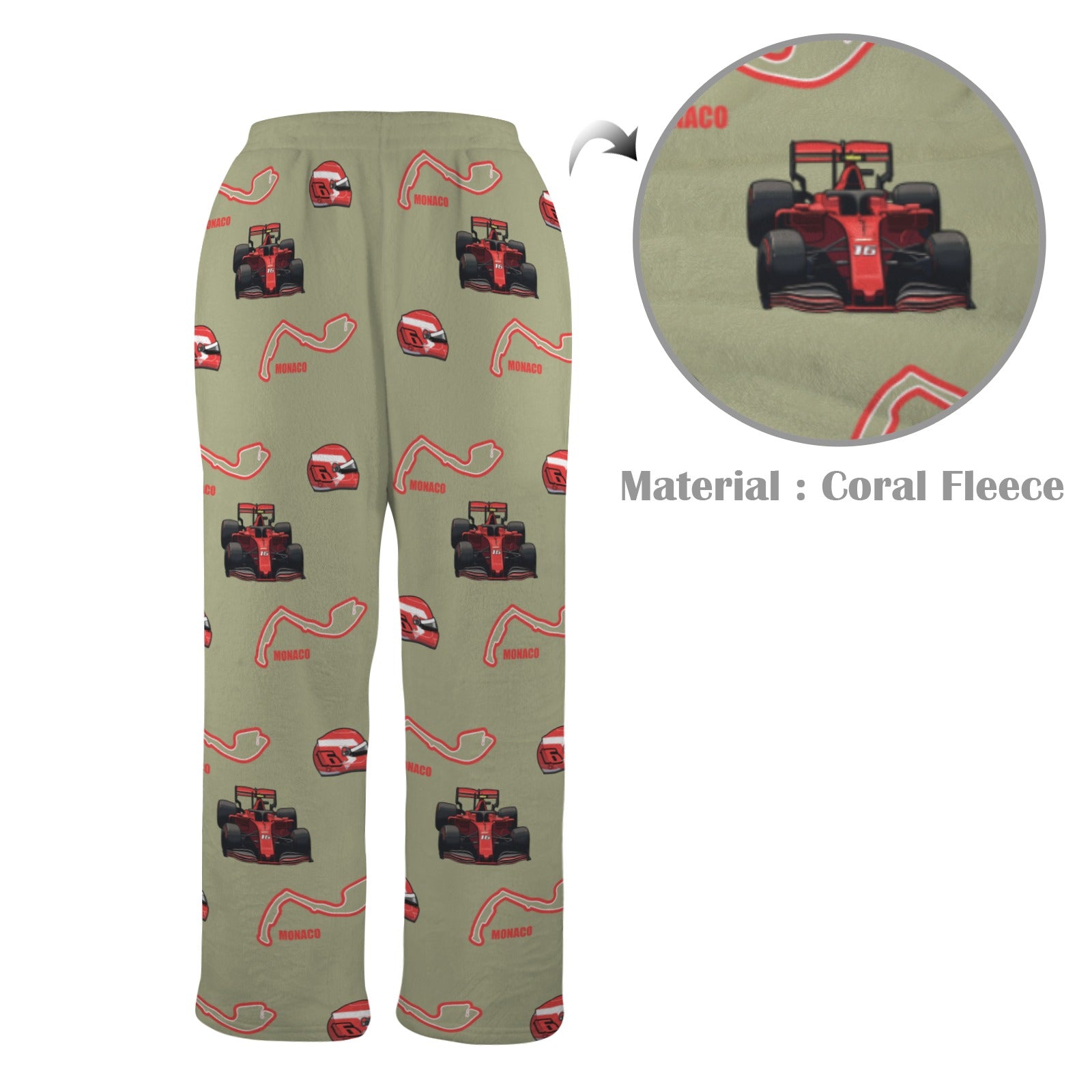 Formula 1 Men's TRACK Moss Green Fleece/ Plush Pajamas | Sokuraii